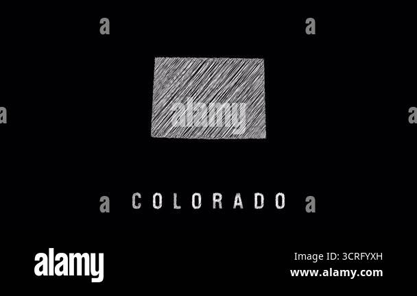 Colorado state shape sketched in pencil animation, flowing on ...