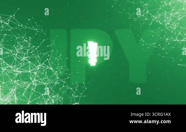 JPY Japanese yen CNY currency sign rotating on plexus background ...