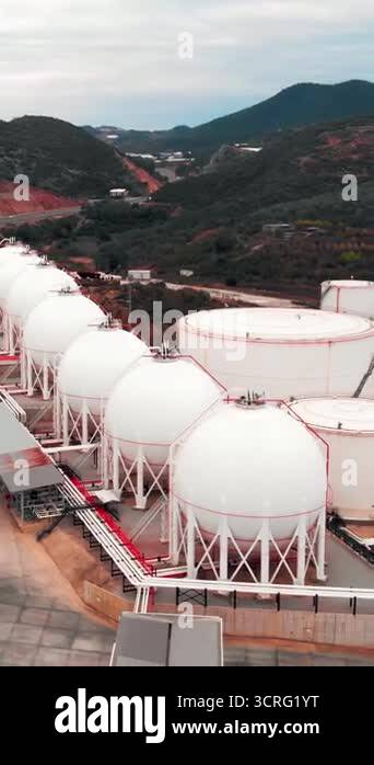 Gas plant with storage tanks in Turkey. Oil and gas tanks on factory ...