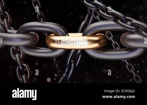 Teamwork text on gold chain link Stock Video Footage - Alamy