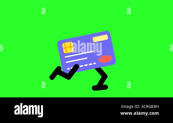 Animated Credit Card Character Running for Finance Concept Stock Video ...