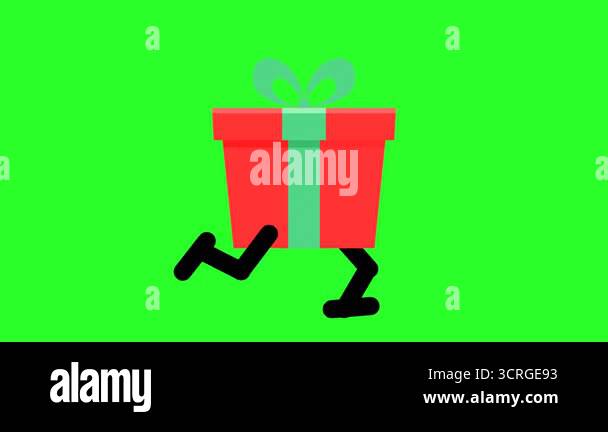 Animated Present Box Character Running for Celebration Concept Stock ...