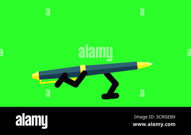 Animated Ballpoint Pen Character Running for Education Concept Stock ...