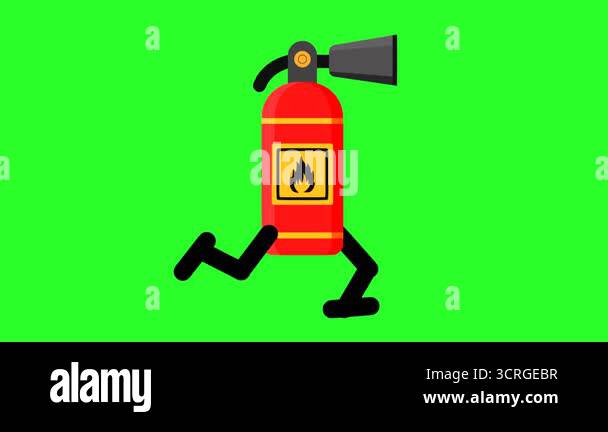 Animated Fire Extinguisher Character Running for Safety Concept Stock ...
