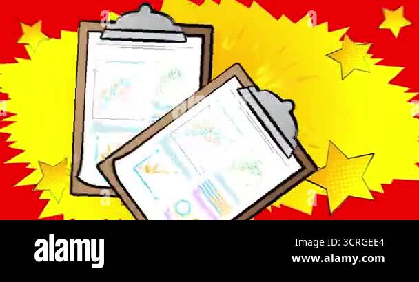 Cartoon business report, comic book Financial Plan. Retro vector comics ...