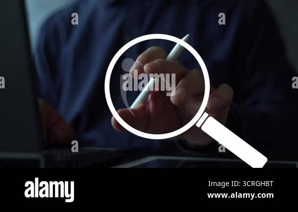 Closeup digital illustration of document verification and quality ...