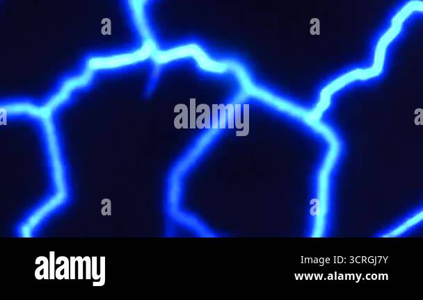 Bright electric blue lightning bolts crack through a dark background ...