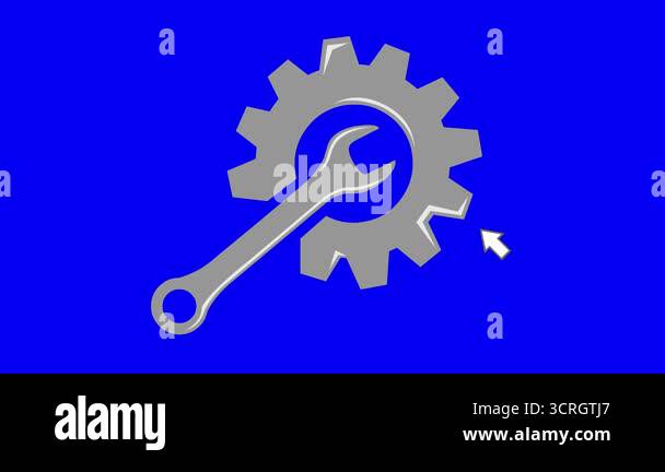 video animation click computer cursor mouse install icon button digital, on a blue chroma key ...