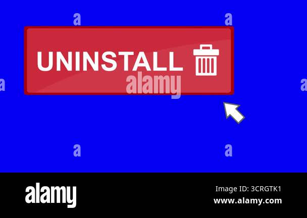 video animation click computer cursor mouse uninstall button digital ...