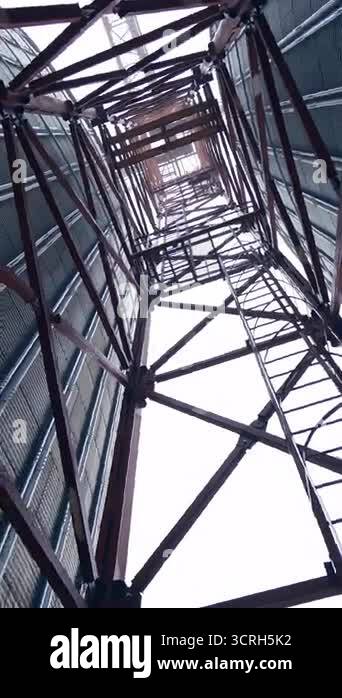 Big factory elevator construction. Storage granary technology tank ...