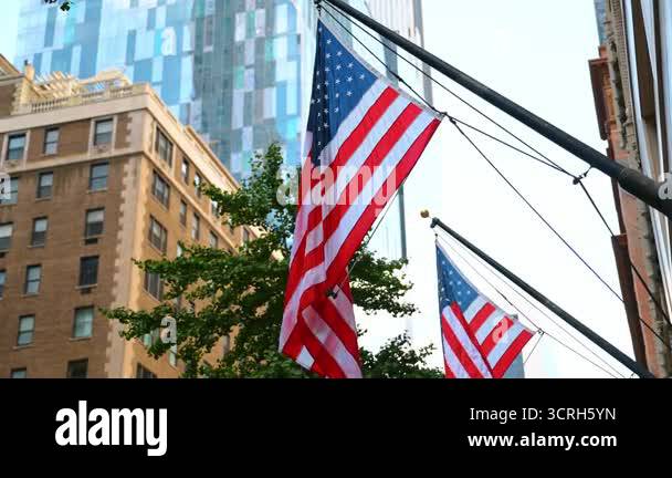 American flags on building facade Stock Videos & Footage - HD and 4K ...