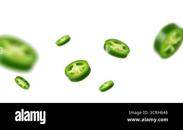 Green Chili slice footage for ads video. Falling animation. for ads ...
