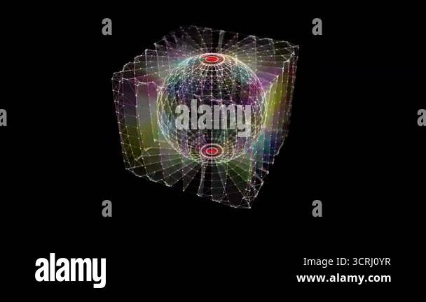 Abstract background digital virtual data sphere in algorithm box ...