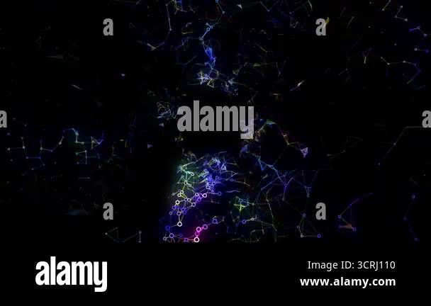 Animation background animated array color dots in chaotic grid flows ...