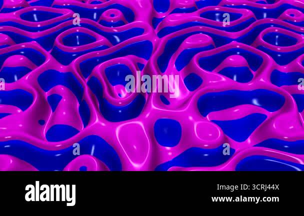 Elegant luminous pink and blue plasma waves, seamless looping animation ...