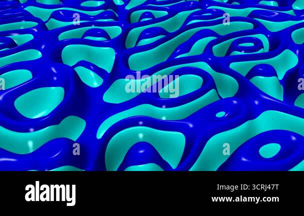 Flowing luminous waves of blue and aqua plasma, elegant seamless looped ...