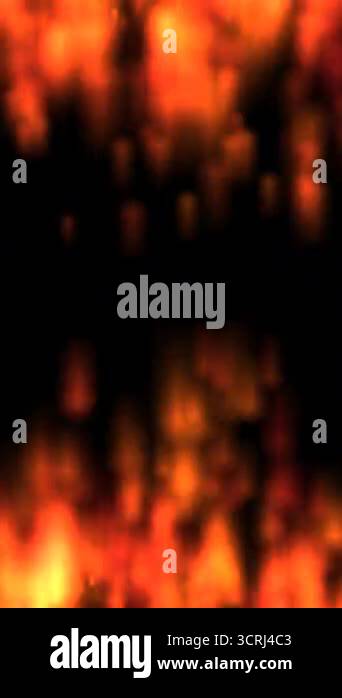 Intense fire flames burning upward from above and below with glowing ...
