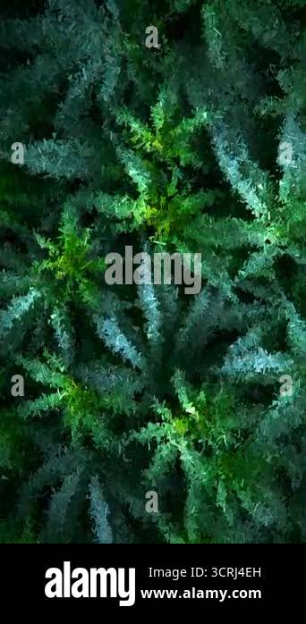 Geometric fragmented mosaic artwork of green marijuana plants created ...