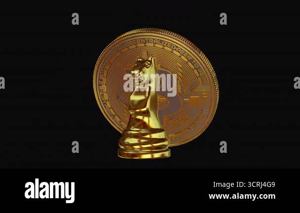 Exclusive Golden Knight Chess Piece with Bitcoin in Perfect Elegant ...