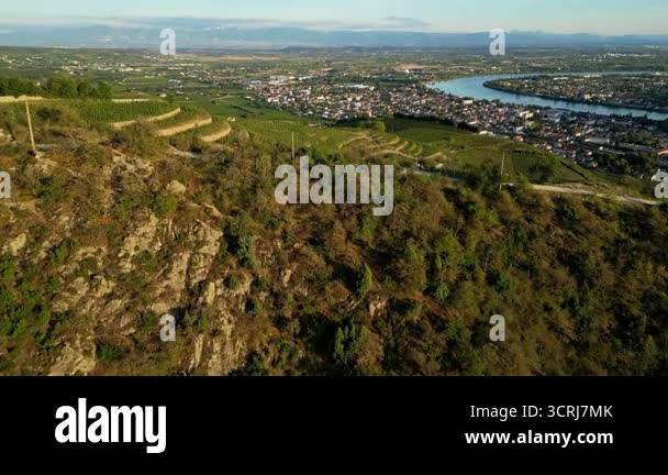 Tain Hermitage, France - 27 September 2025: Aerial and scenic view of ...
