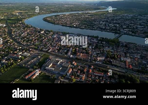 Tain Hermitage, France - 27 September 2025: Aerial and scenic view of ...