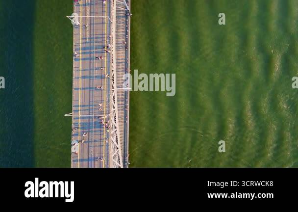 Top view pedestrian part bridge Dom Luis in Portugal. Monumental steel ...