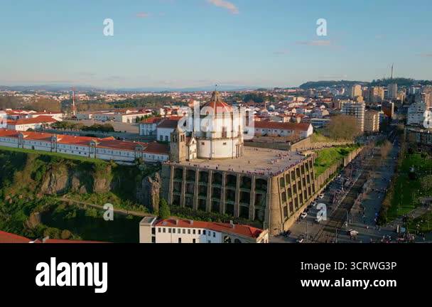 Aerial view Portugal Monastery Serra Do Pilar in beautiful historical ...