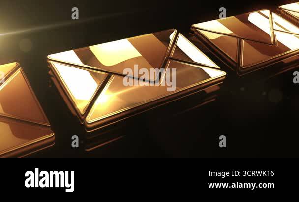 Envelope email and mail message golden metal shine symbol concept ...