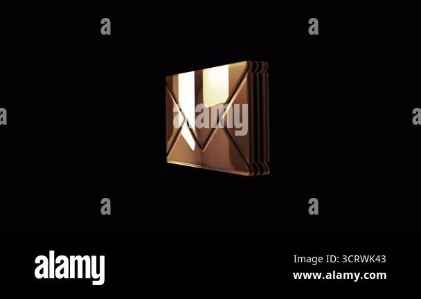 Envelope email and mail message golden metal shine rotating symbol ...