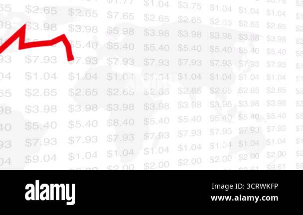 Dramatic stock market crash chart with falling prices. Digital display ...