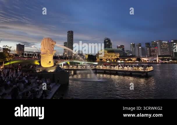 Marina Bay, Singapore - Jul 09 2024: Crowds line the waterfront ...