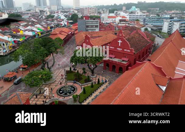 Bandar Hilir, Melaka, Malaysia - Jan 13 2024: Aerial reveals Christ ...