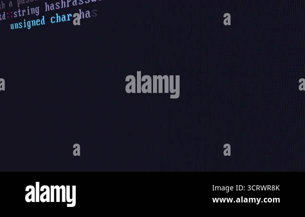 C++ source code animation scene opener or background with data security ...