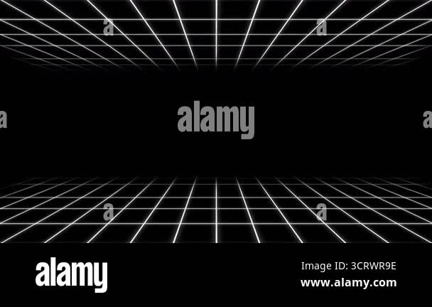 3D grid looping animation on black background. Abstract Futuristic ...