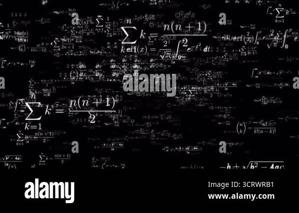 Hand drawn physics formula background animation, electric and electronic basic formulas flying ...