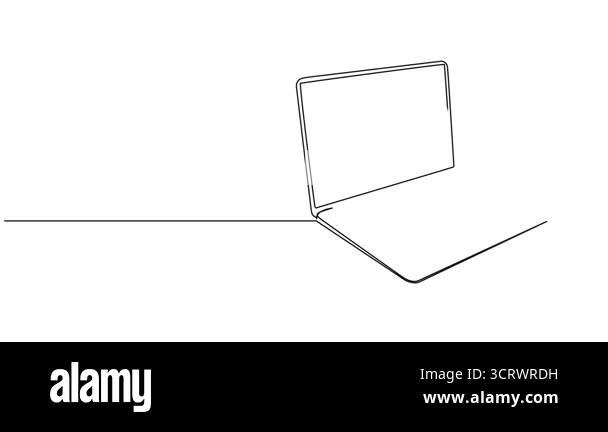 animated continuous single line drawing of laptop computer, line art ...