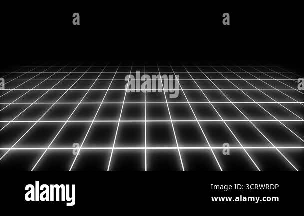 3D grid looping animation on black background. Abstract Futuristic ...