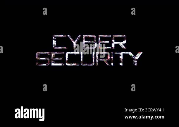 Loop Cyber Security silver text shine glitch effect light motion ...