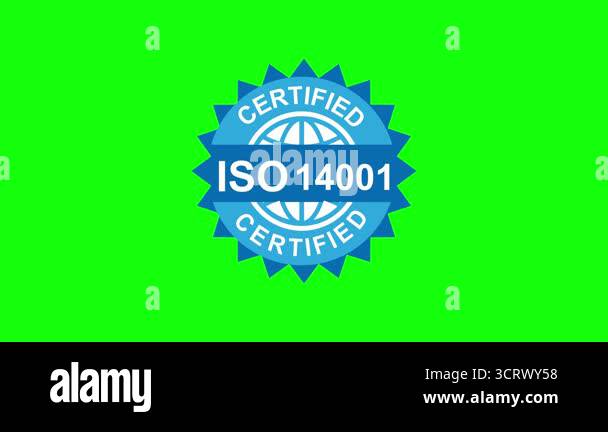 Animated ISO 14001 Certified Badge for Environmental Management and ...