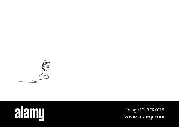 Self drawing animation of single line draw active man in a low, wide ...