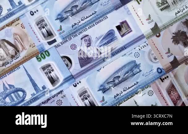 UAE money, dirhams, cash arabic banknotes for financial and business ...