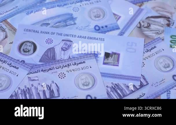 UAE money, dirhams, cash arabic banknotes for financial and business ...