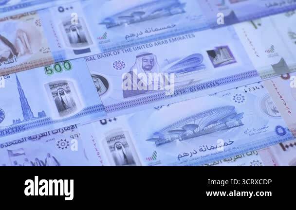 UAE money, dirhams, cash arabic banknotes for financial and business ...