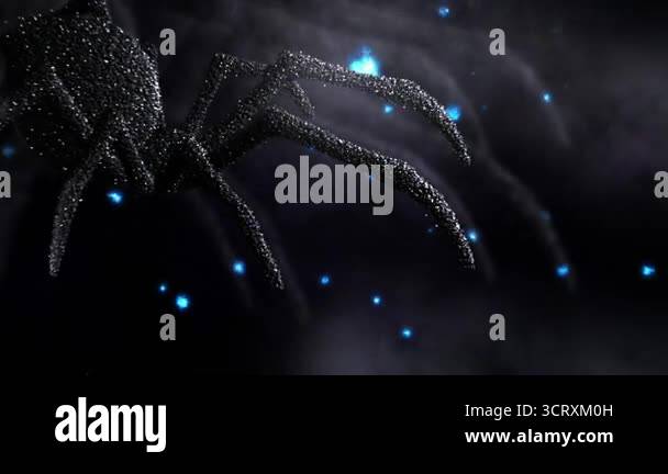 A dark spider with blue lights in the night Stock Video Footage - Alamy