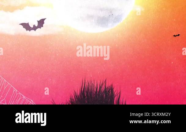 A spooky animated scene for Halloween featuring a witch flying past the ...