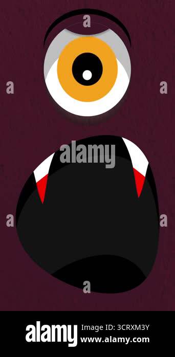 An abstract illustration featuring a monster's face with a single eye ...