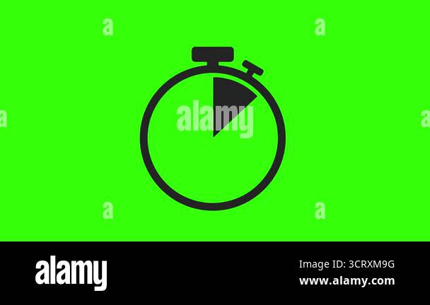 Analog stopwatch timer animation on green screen 4K chronometer clock ...