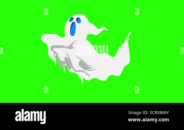 A spooky cartoon ghost animation flying and wailing, isolated on a ...