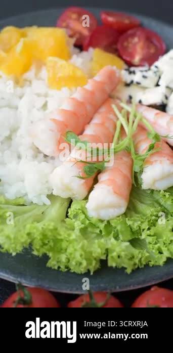 Prawn shrimp bowl rice tomatoes Stock Videos & Footage - HD and 4K ...