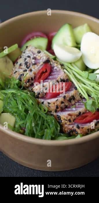 Seafood bowl tuna tataki fillet Stock Videos & Footage - HD and 4K ...
